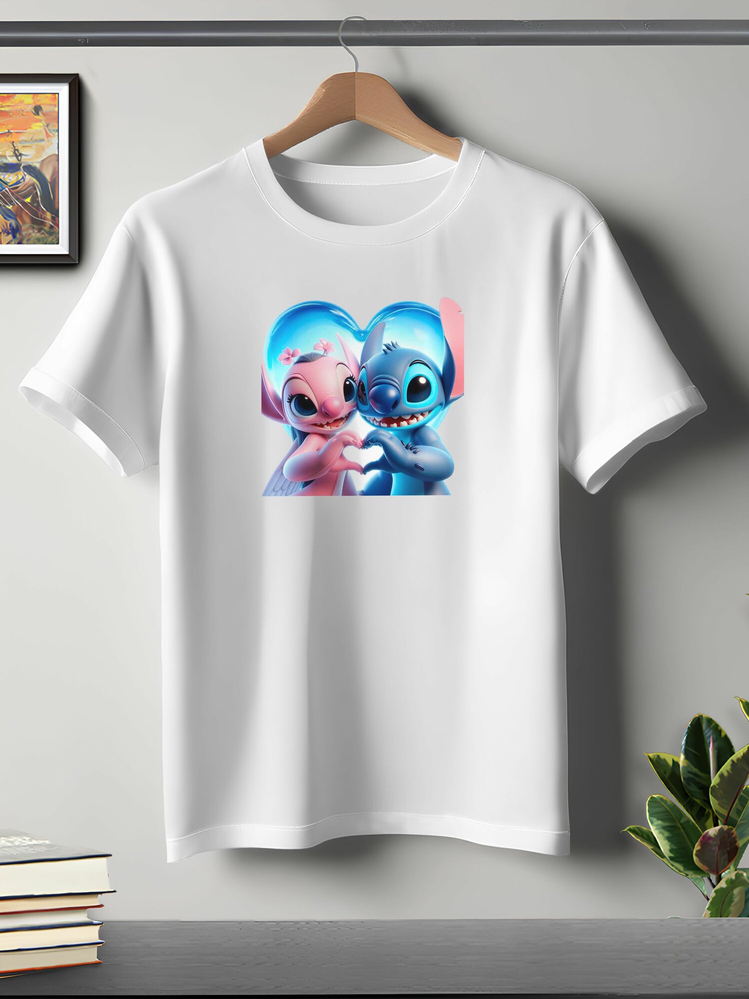 Футболка Детская ONEQ 116 (6-7) размер с принтом Стич, белая