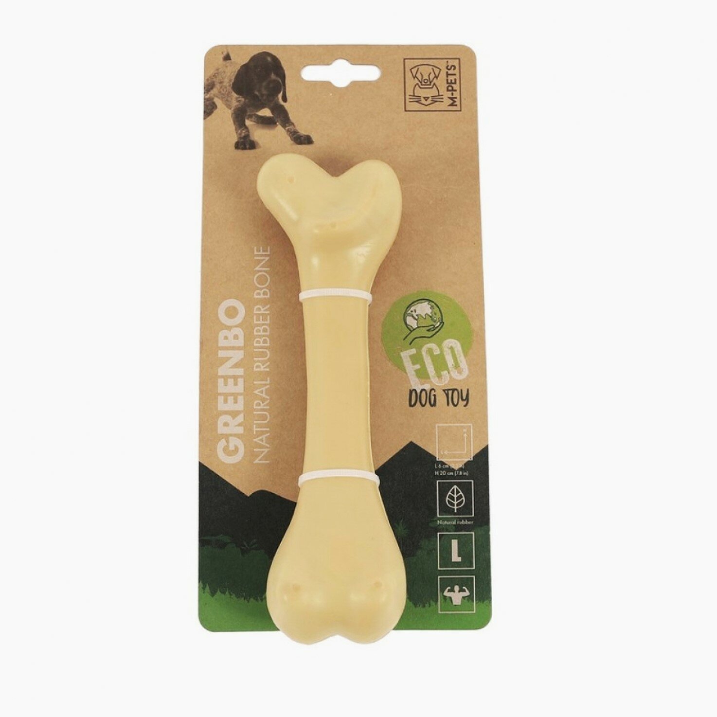 M-PETS Игрушка гринбо для собак кость из натурального каучука L, 20x6x5см