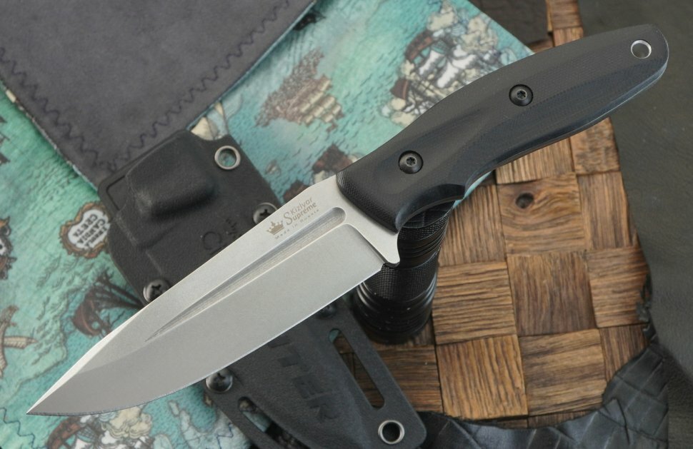 Нож Kizlyar Supreme City Hunter, сталь AUS-8, SW, рукоять черный G-10