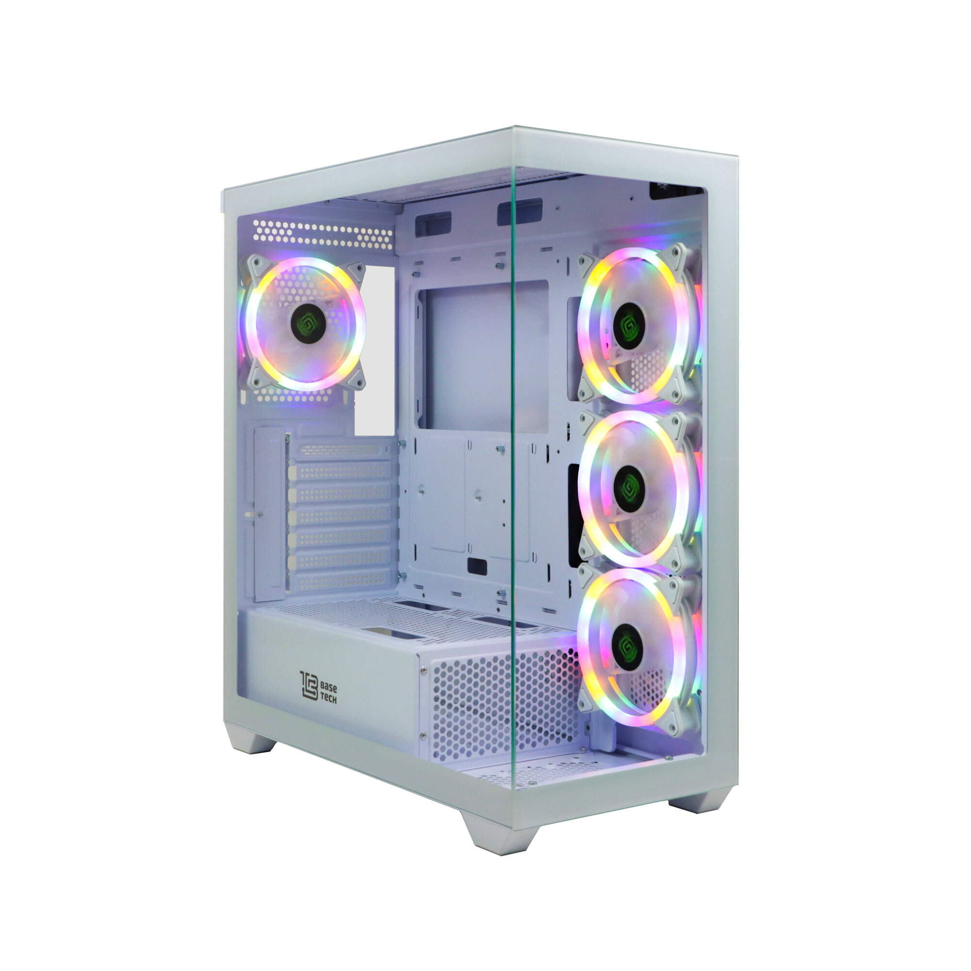 Корпус BaseTech eXtreme GFX-05 ATX, Midi-Tower, без БП белый (BT-GFX-05W-TG-4F-RGB)