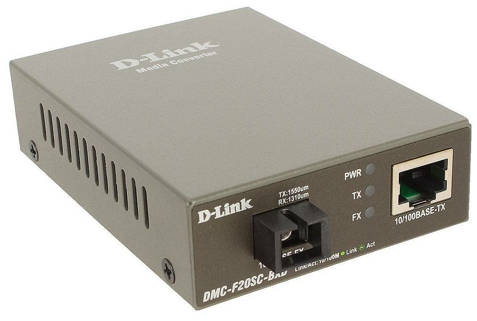 Медиаконвертер D-Link WDM с 1 портом 10/100Base-TX и 1 портом 100Base-FX DMC-F20SC-BXD/A1A