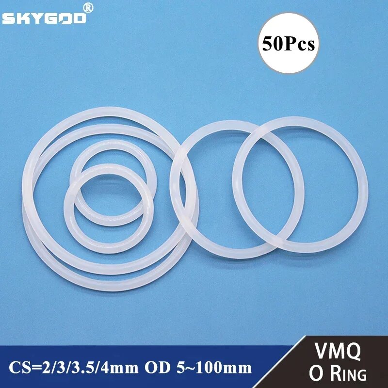 Силиконовые уплотнительные кольца OD 50mm, CS 2mm, 50 шт.