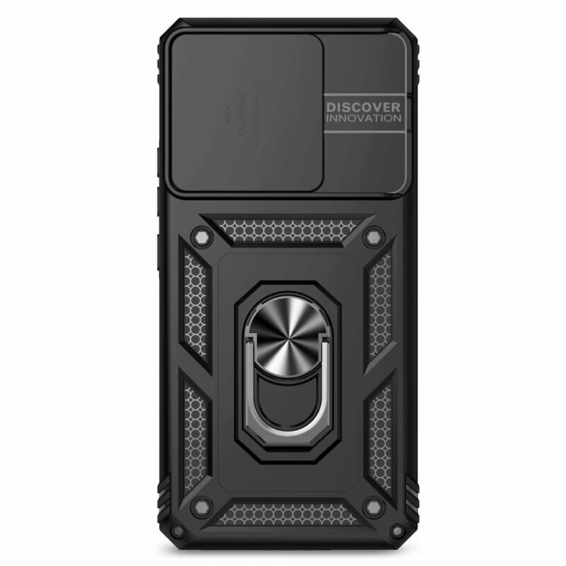Черный чехол на Xiaomi 14T Pro с кольцом и защитой камеры