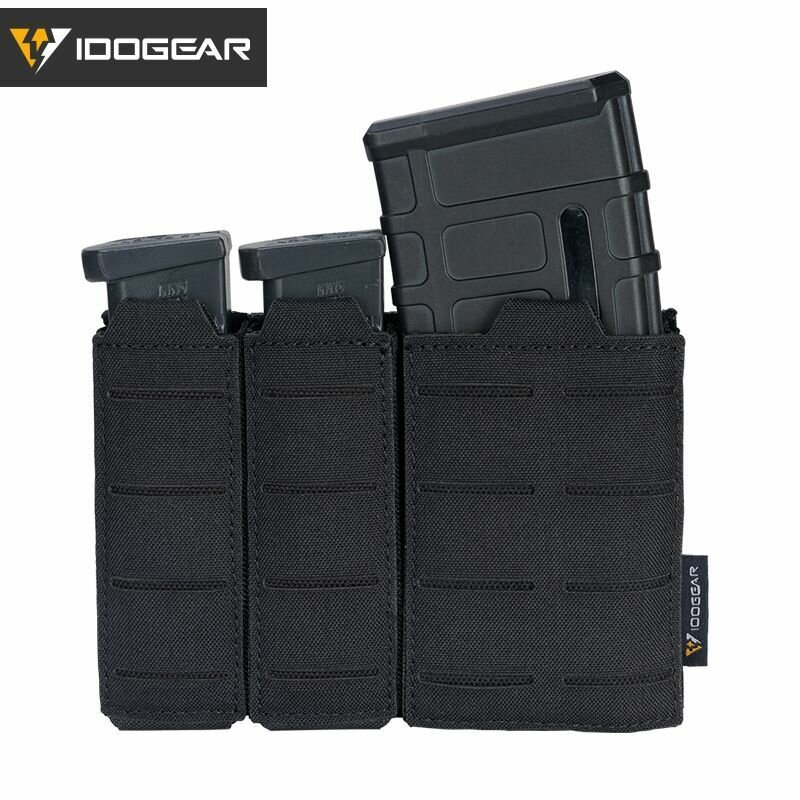 Подсумок IDOGEAR LSR Тактический тройной для магазина 9mm5.56 Molle лазерной резки 3586