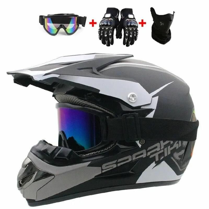 Мотошлем Off-Road Helmets - Full Helmets черный, серебристый