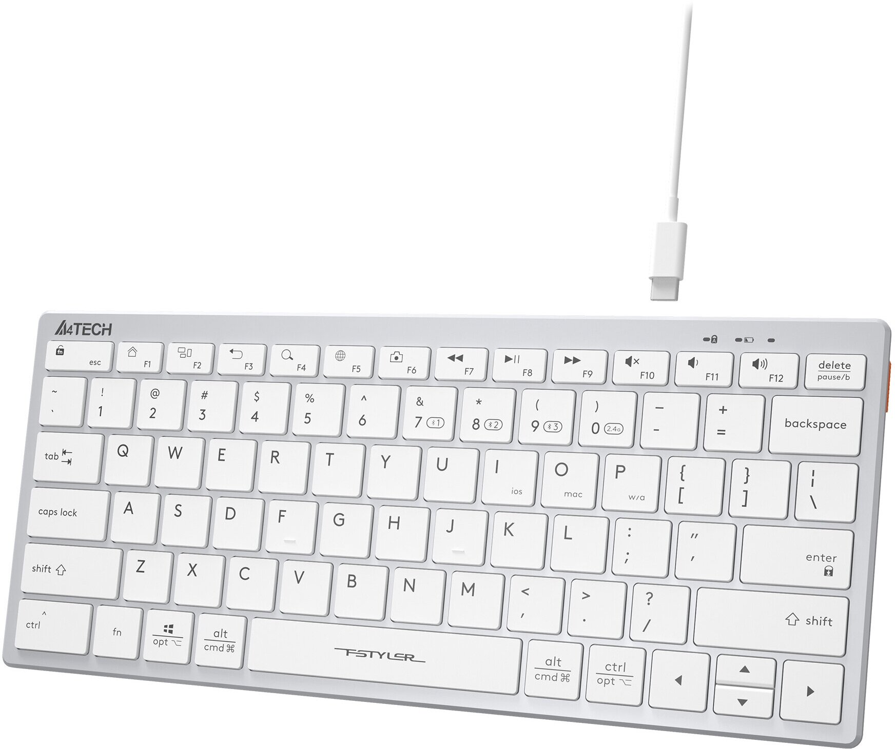 Клавиатура A4Tech Fstyler FBX51C белый USB беспроводная BT/Radio slim Multimedia (FBX51C WHITE)