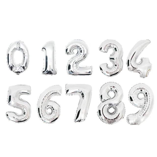 Серебряные цифры из фольги, 40 дюймов, форма 3