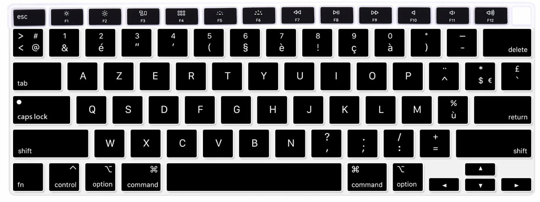Силиконовый чехол для MacBook Air 13" A2179 (French US Black)