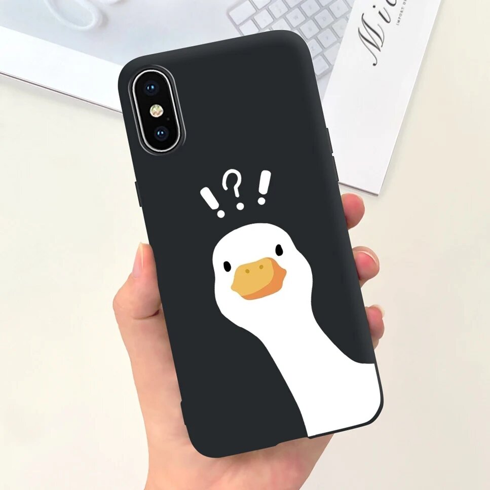 Черный чехол для iPhone X с уточкой