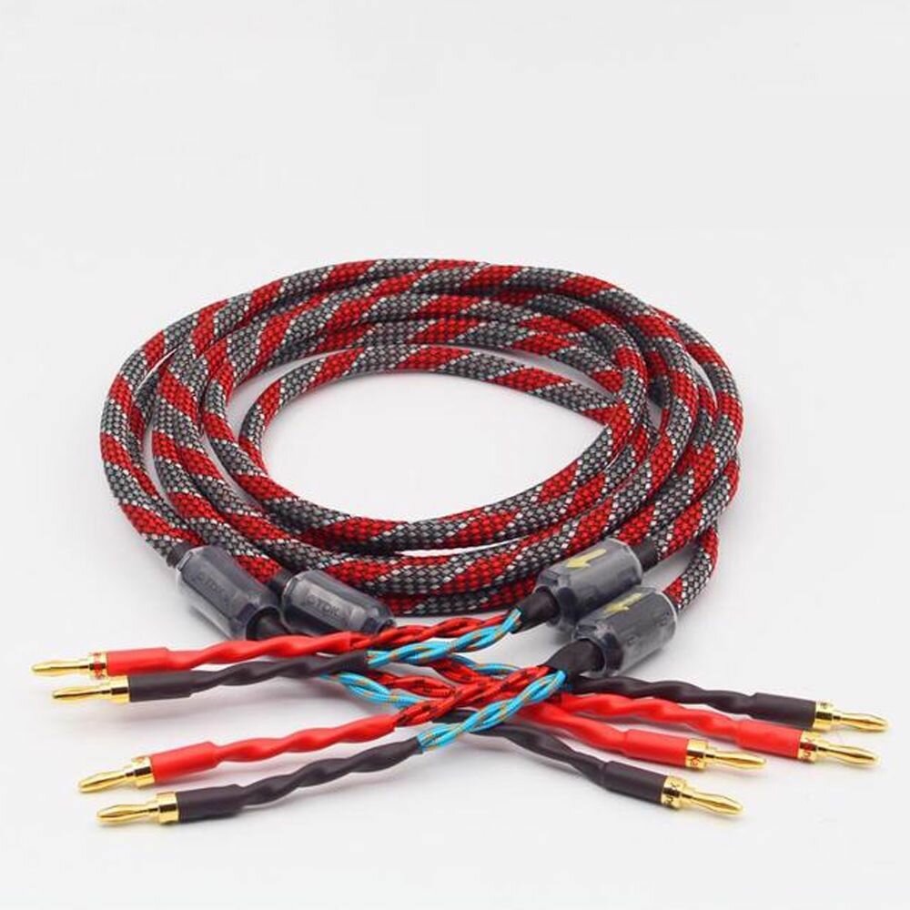 Комплект Аудио Hi-Fi Проводов из бескислородной меди (OFC) 99.998% Cu Банан-Банан 2x0.8мм/20AWG 2x метра (2x провода)