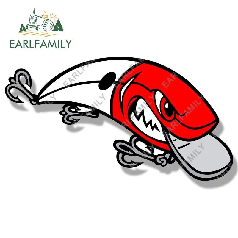 EARLFAMILY жевать эту приманку, наклейка для ящика для снастей, ящика для инструментов, лодка, водонепроницаемое украшение автомобиля, мультяшная рыболовная приманка, автомобильные наклейки