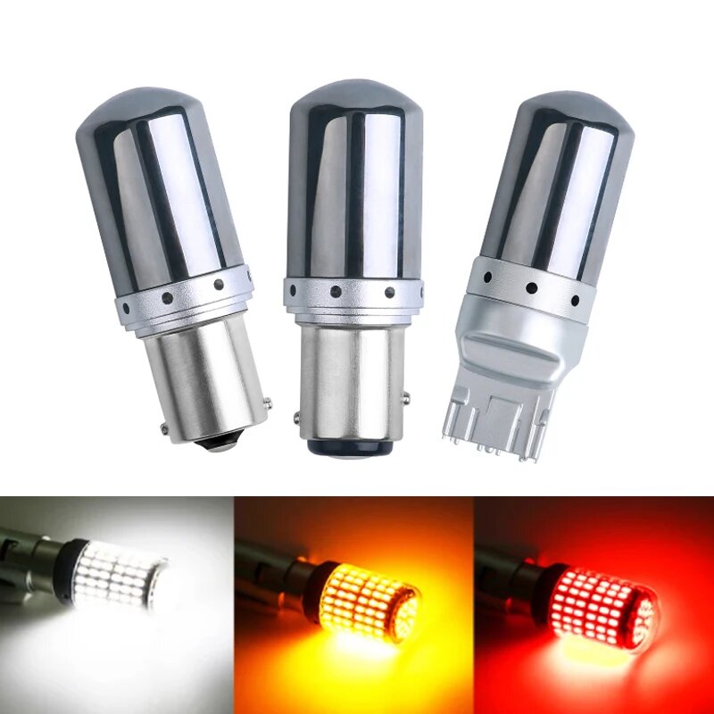Жёлтые LED лампы T20 7440 W21W для поворотников