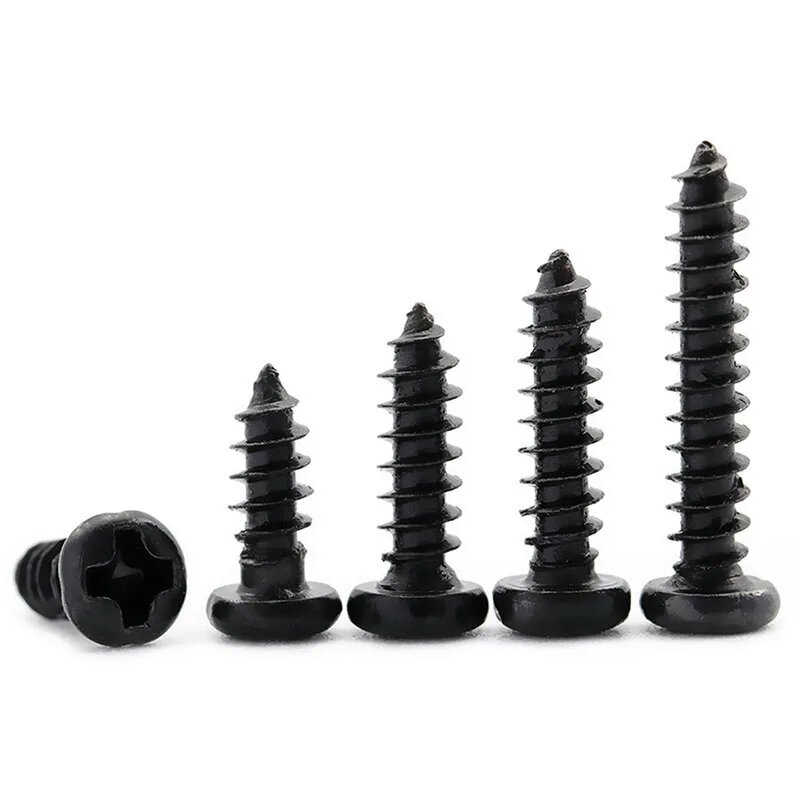 Китогетер Самонарезающие винты M2.3 M2.6 M2.8 M3 M3.5 M4 черные M2.3x12-50pcs