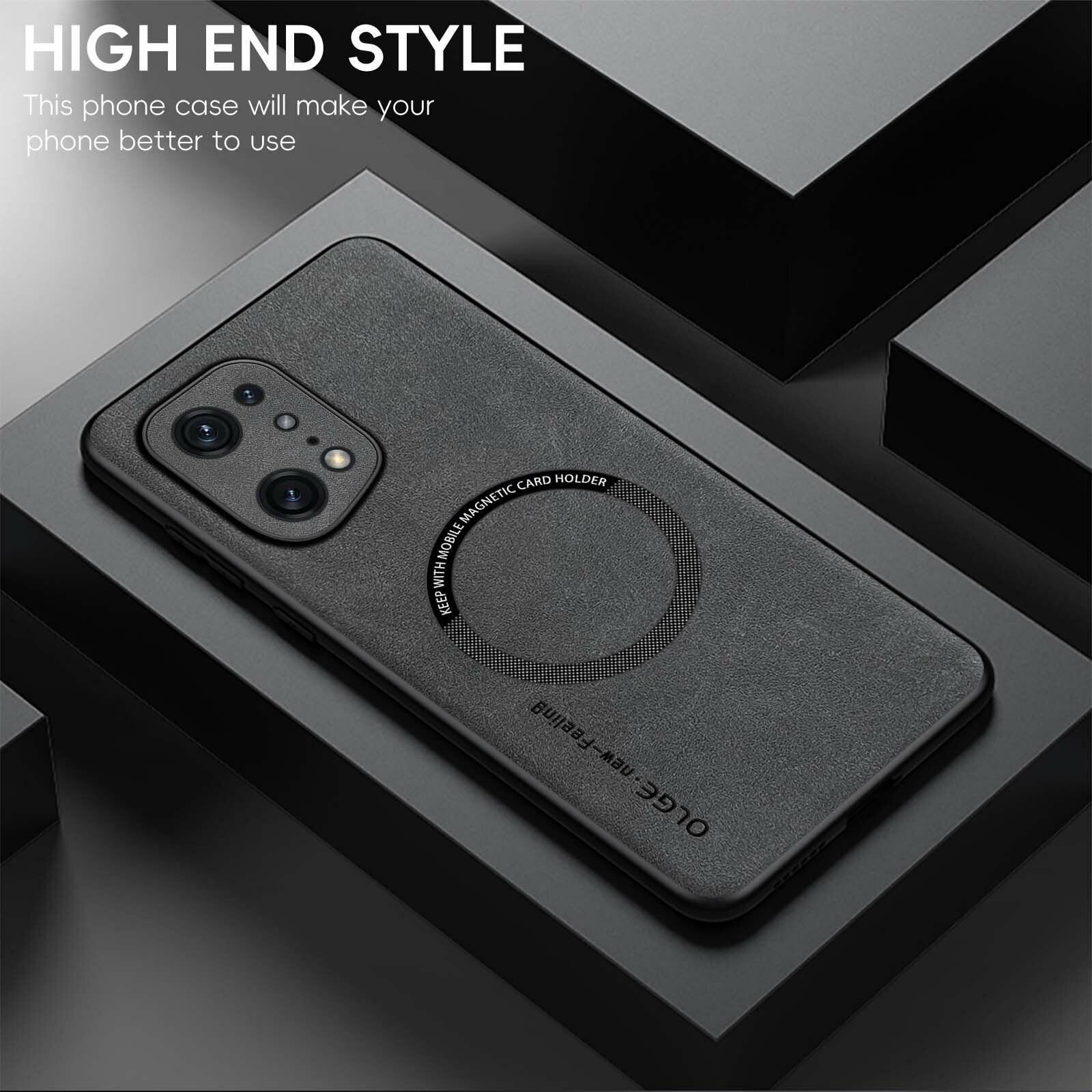 OLGE Роскошная кожа MagSafe чехол Для Oppo Find X5 Pro/ Оппо Find X5 про кожаный