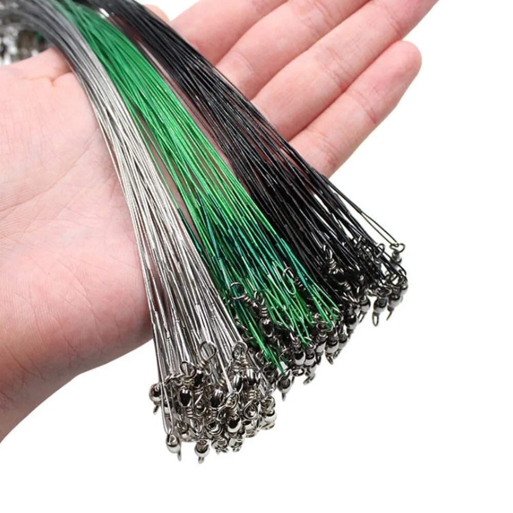 Поводок для лески Fishinapot, стальная проволока, 20cm Black