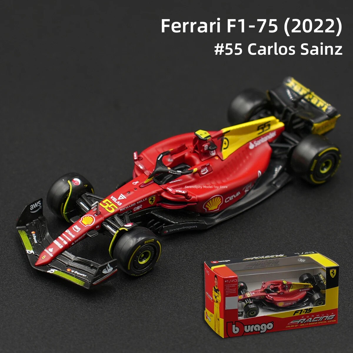 Bburago Ferrari F1-75 #55 Carlos Sainz 1:43