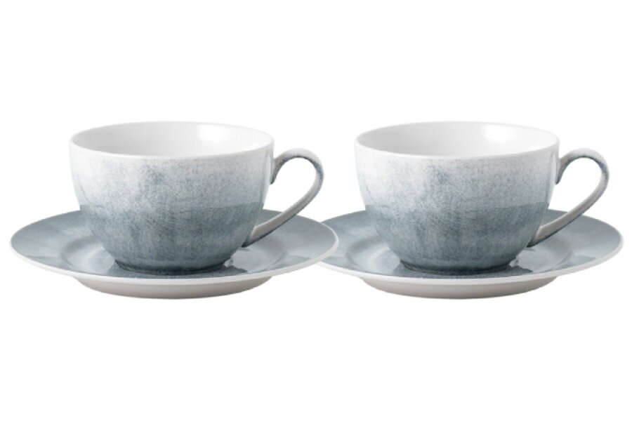 Набор 2 пары чайных, 2 перс, 4 пр, 220 мл, керамика, серо-голубая, Vulcano (Lunasol)