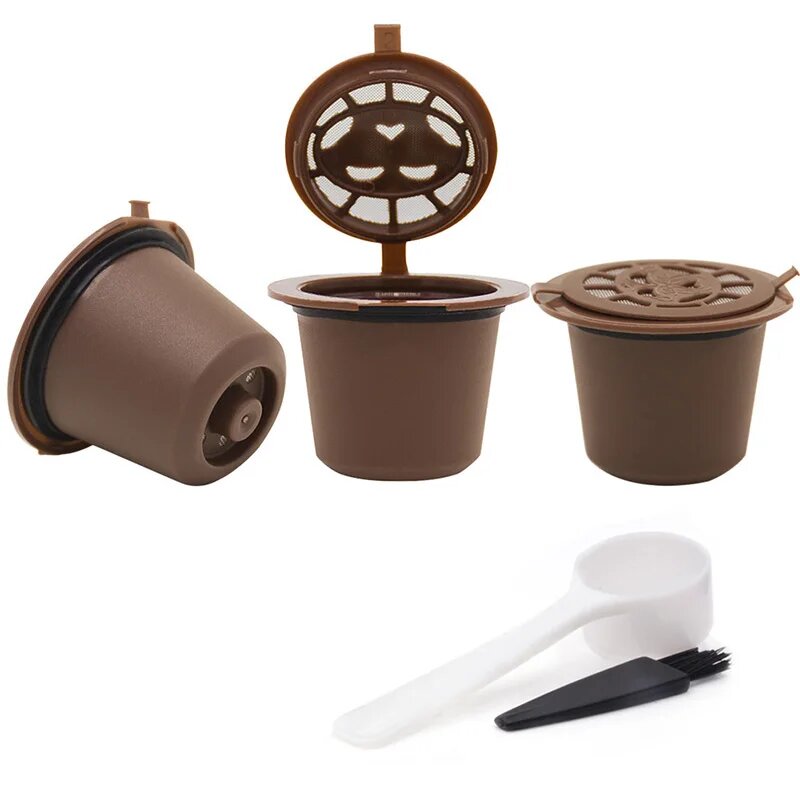 Кофейные капсулы многоразовые Nespresso, 3шт, Коричневый