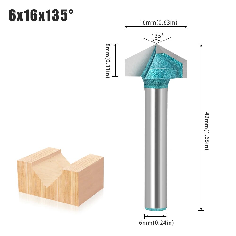 1 шт. 3D V-образная Пазовая фреза 6 мм хвостовик фреза 90/120/135/150 градусов V-образная 3D гравировальная фреза деревообрабатывающий фреза 6X16X135