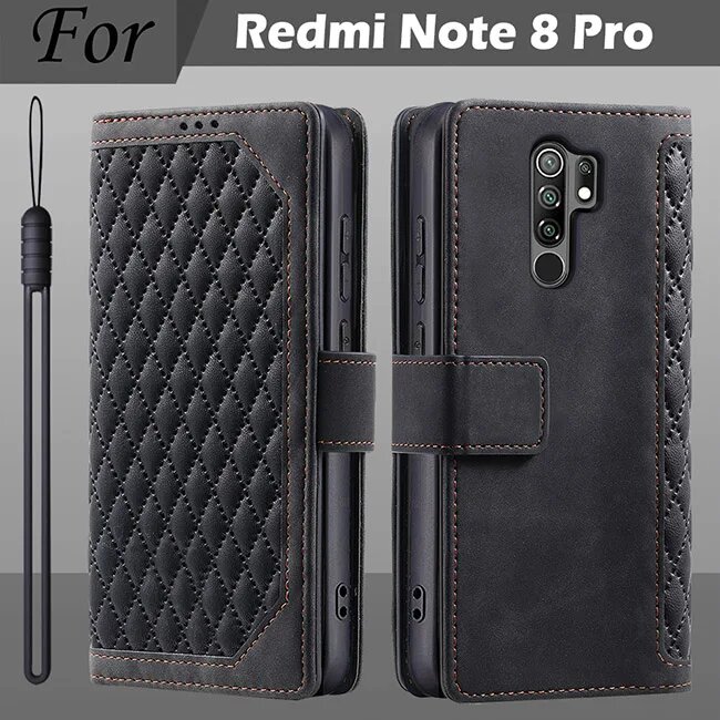 Кожаный чехол-книжка для Xiaomi Redmi Note 8 Pro, Style 1 Black