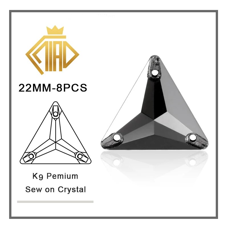 Пришивные стразы Kg Premium, 22 мм, черный, 8 шт