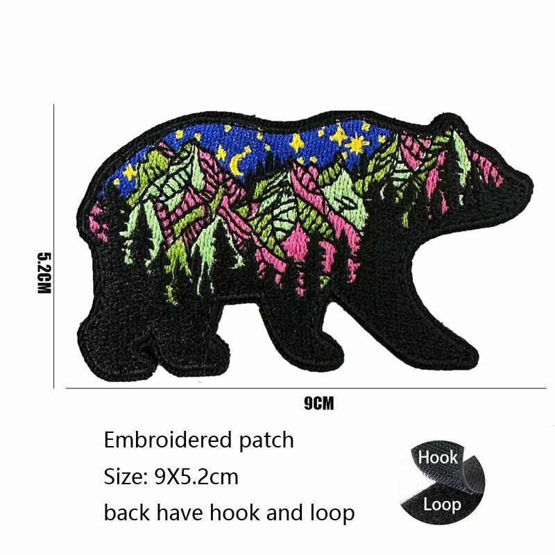 Нашивка медведь с горами, 9x5.2 см, Hook Patch 7