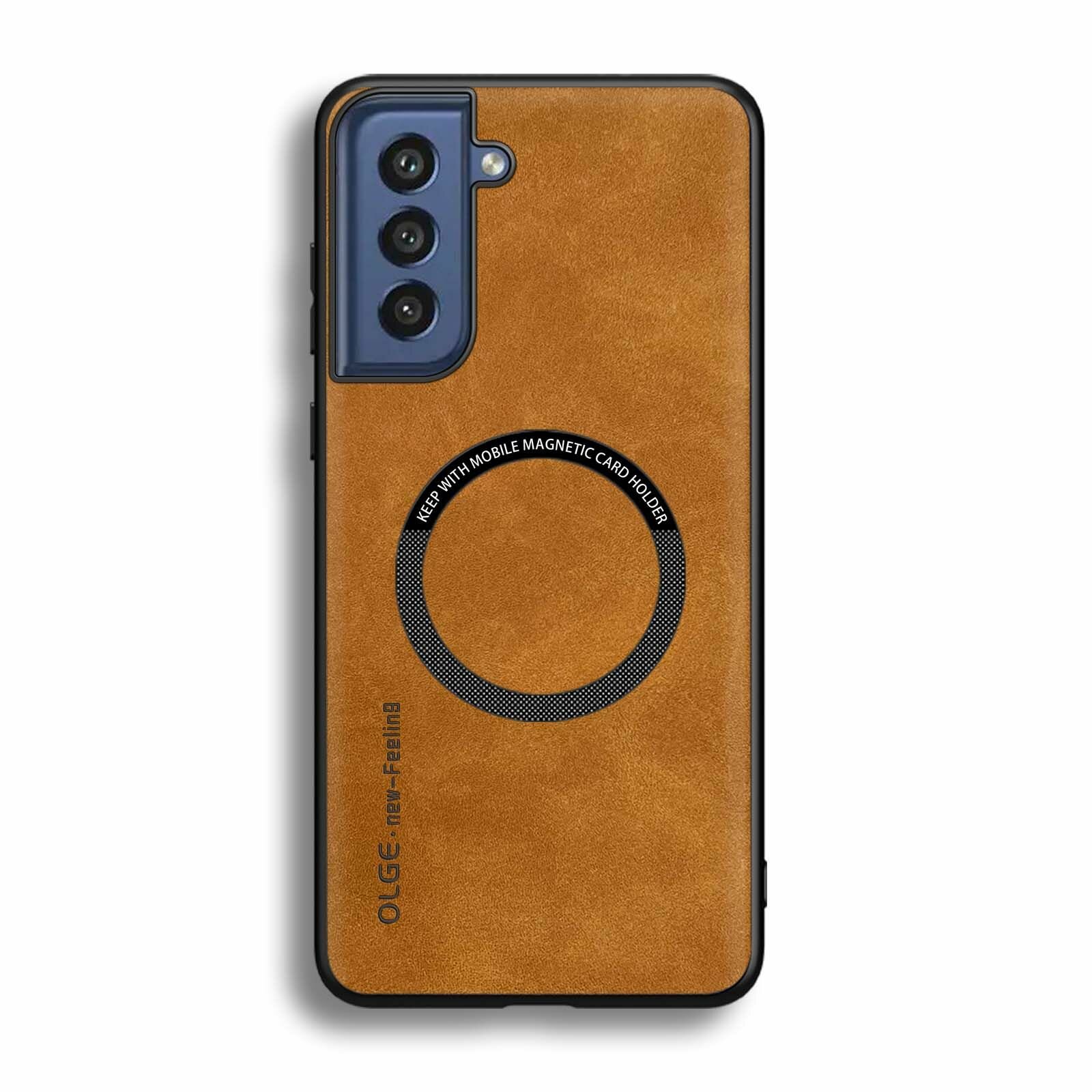 Кожаный чехол MyPads для Samsung Galaxy S21 FE (Самсунг Галакси С21 ФЕ, S21FE) с магнитной крышкой Magsafe