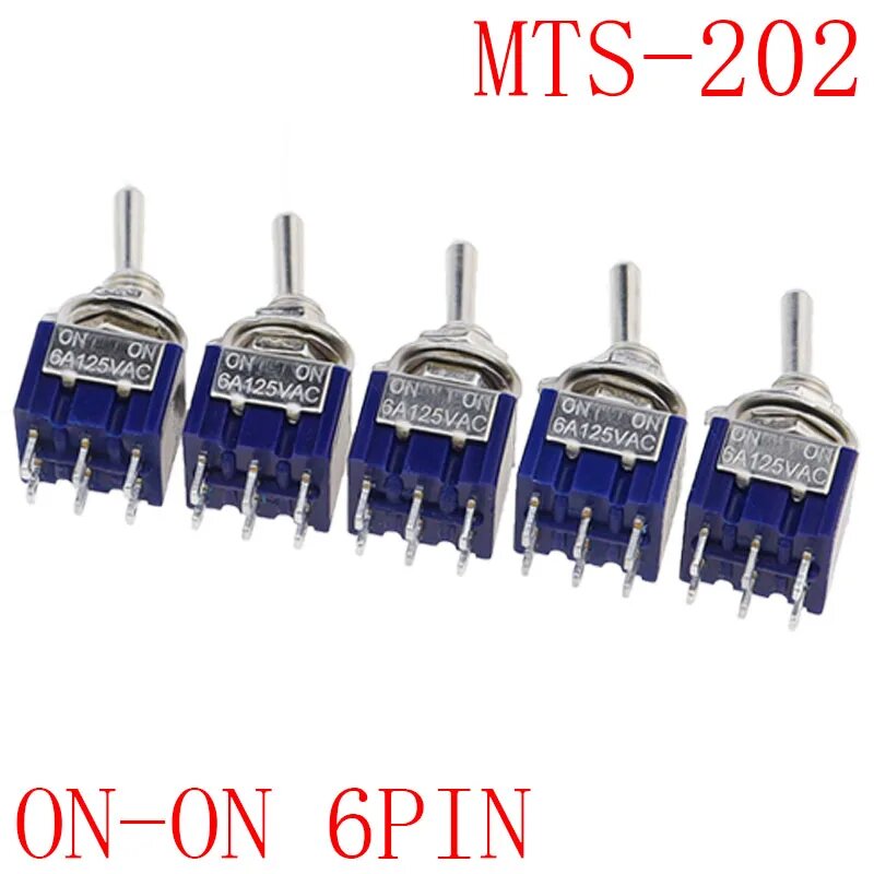 Тумблер ON-ON 6pin MTS-202 (5 шт.)