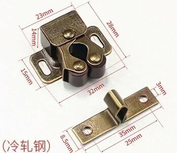 Магнитные защелки для шкафа Bronze D 23x15 мм