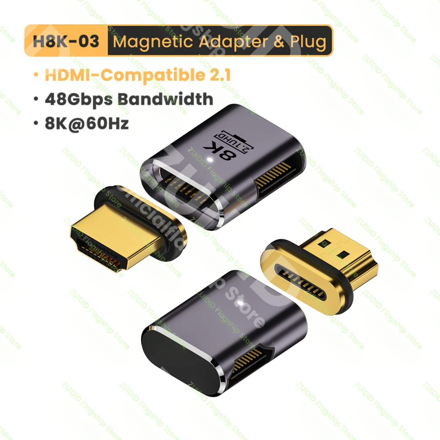 Магнитный HDMI 2.1 адаптер H8K-03, 8K@60Hz, 48Gbps