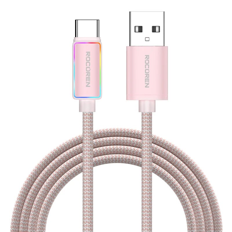 Rocoren USB Type C кабель, 0.5m, Pink, 3A