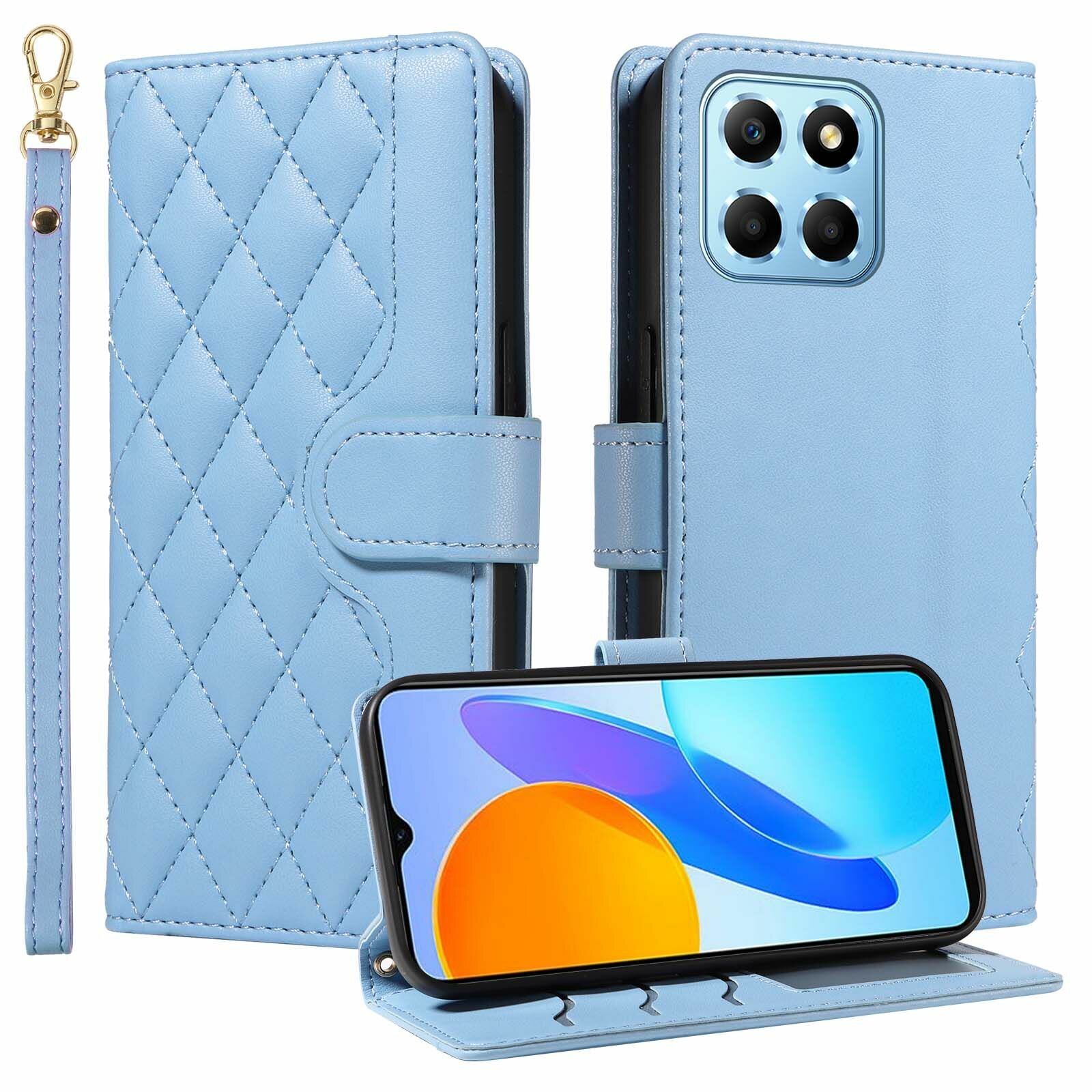 Чехол из матовой кожи для Honor 90 (Хонор 90) , роскошный и стильный, устойчивый к падениям, со слотом для карт, с длинным и коротким шнурками