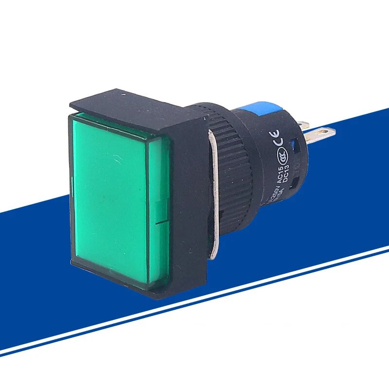 Кнопочный переключатель ABILKEEN AD16, Green Rectangle, 24V, Latching 1NO1NC