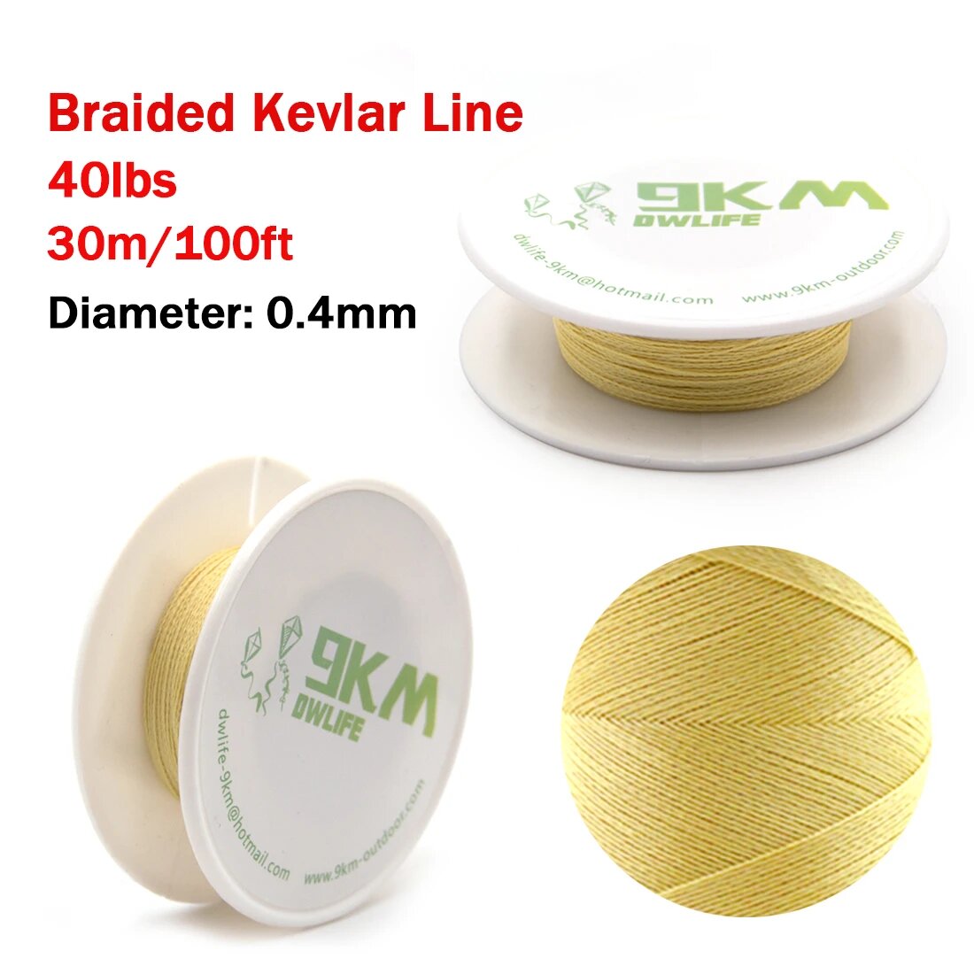 Кевларовая леска 9KM DWLIFE 100~1500 фунтов 40Lbs 100ft 0.4mm