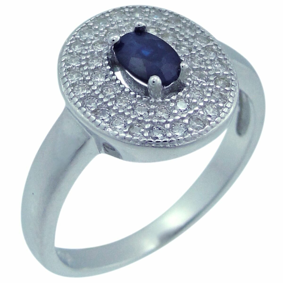 Кольцо тонкое, дорожка, серебро, 925 проба, родирование, сапфир, фианит