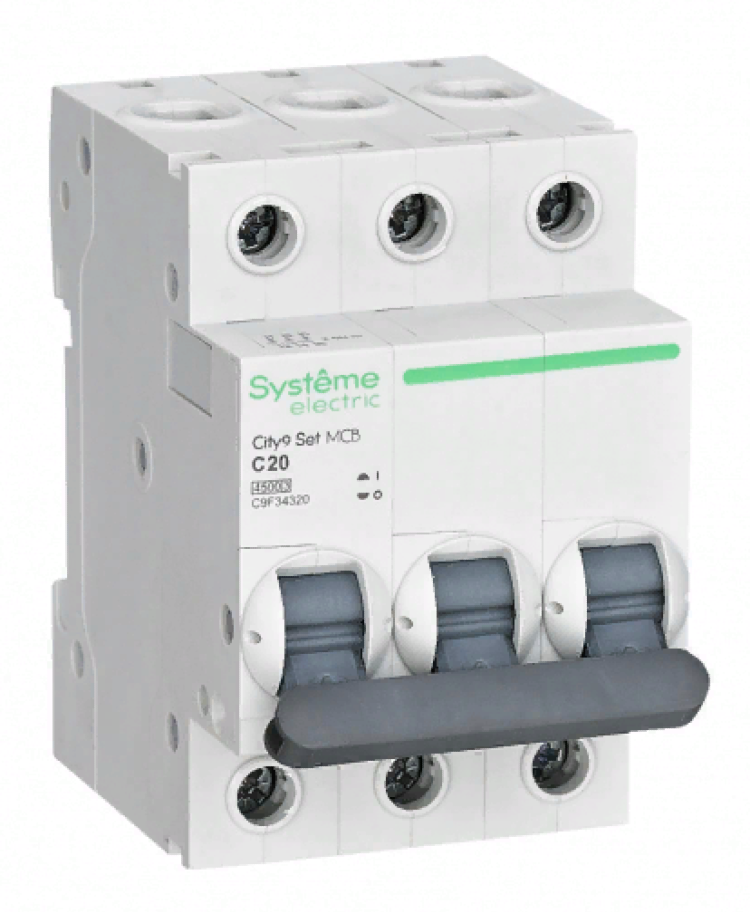 Автоматический выключатель Systeme Electric / Систем Электрик Сity9 Set, 3П 20A характеристика С, 4.5кА, C9F34320 / электроавтомат