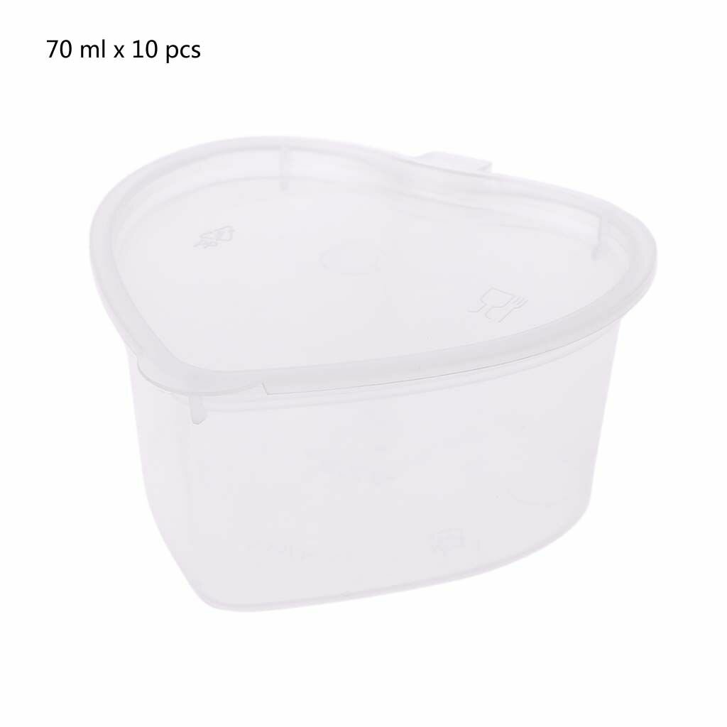 (10 штук в упаковке) Одноразовая коробка для соуса, приправы, упаковочная слайма - Y70 (70 мл, цельная, форме сердца)