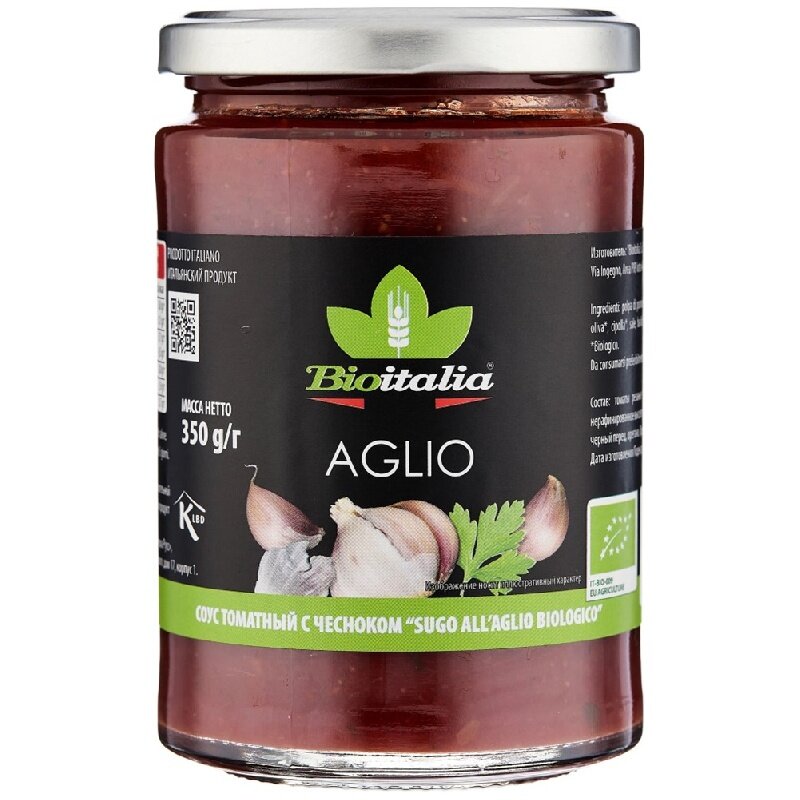 Соус BIOITALIA томатный с чесноком /стекло/ 350г