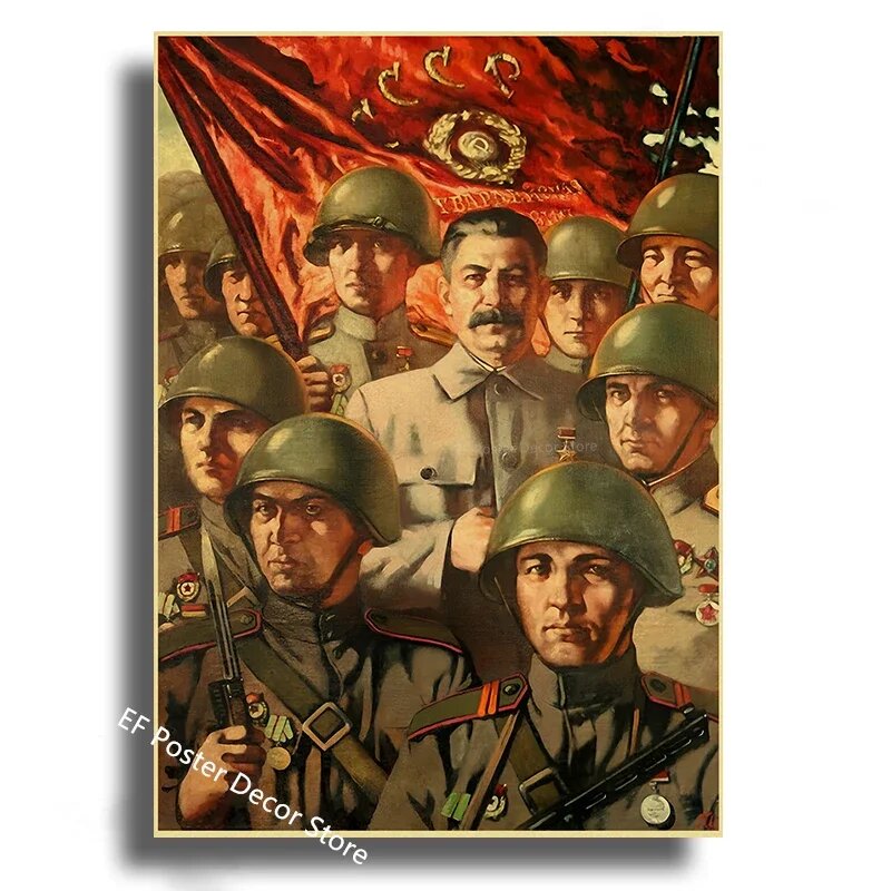 Винтажный плакат Сталин СССР, цвет 41, A4