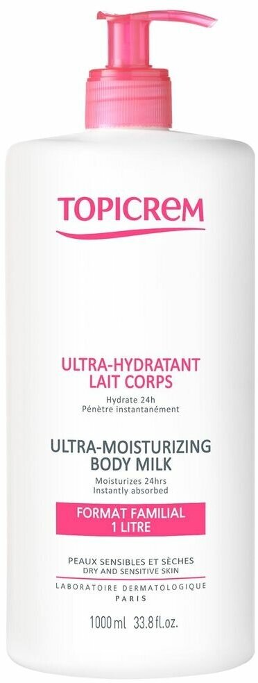 Молочко Topicrem, ультра-увлажнение, для тела, без парабенов, 1 л