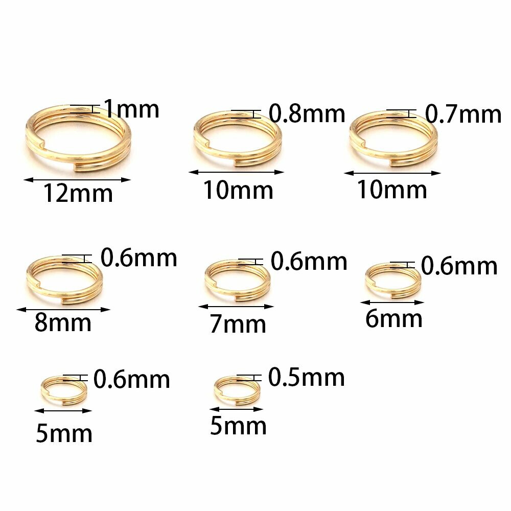 Двойные кольца для пирсинга, 0.6X8mm, gold color