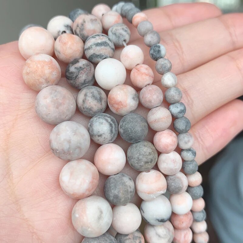 Натуральные розовые бусины "Зебра" TTUIJI 4/6/8/10 мм 4mm 92pcs