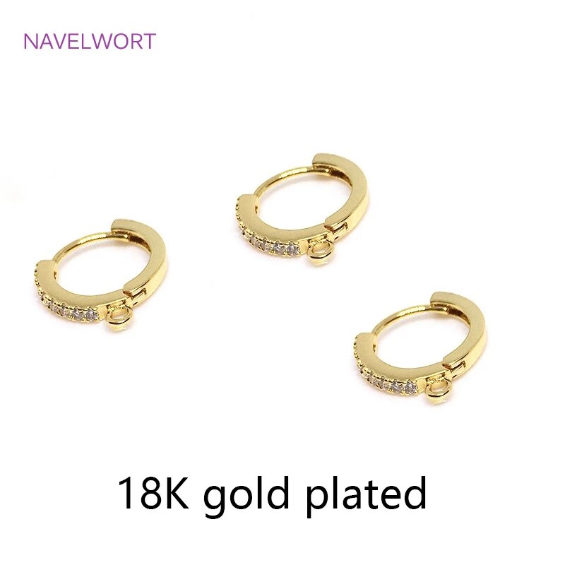 Закрытые серьги NAVELWORT, 18K позолота, с цирконами, 2 шт.