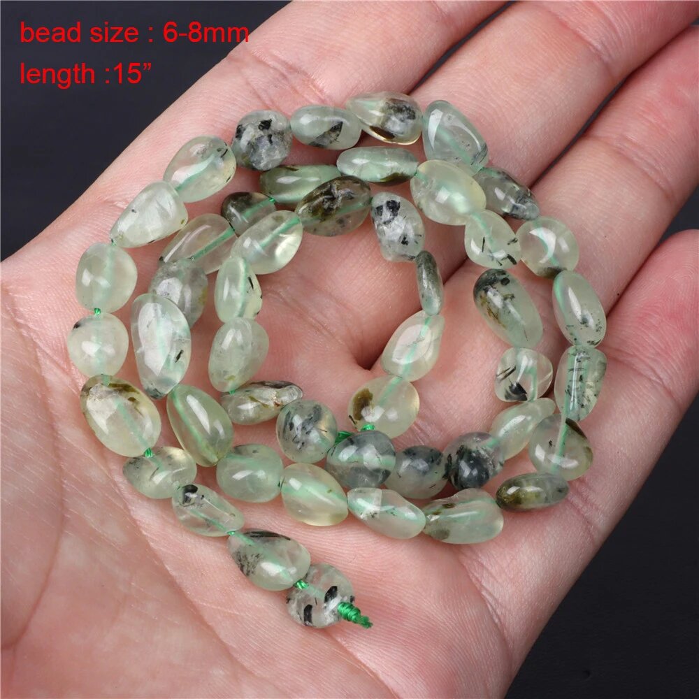 Бусины из пренита, 15" зелёные 6-8mm