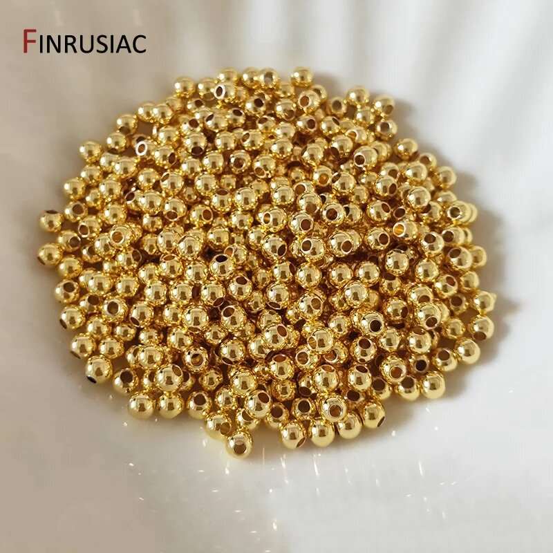 Золотые позолоченные латунные бусины-разделители FINRUSIAC 2mm-100 pcs, 18k real gold plated