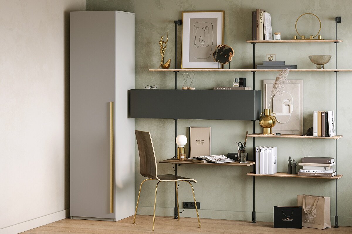 Шкаф распашной МебельЛэнд24 Лорена Хит - 1 Кашемир 50x40x240 бежевый для одежды однодверный