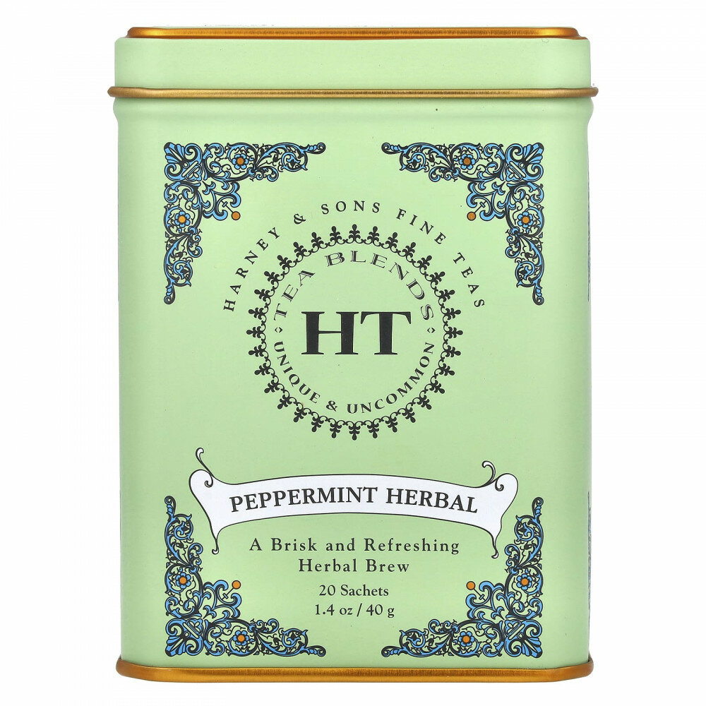 Harney & Sons, HT Tea Blends, травяная перечная мята, без кофеина, 20 пакетиков, 40 г (1,4 унции)