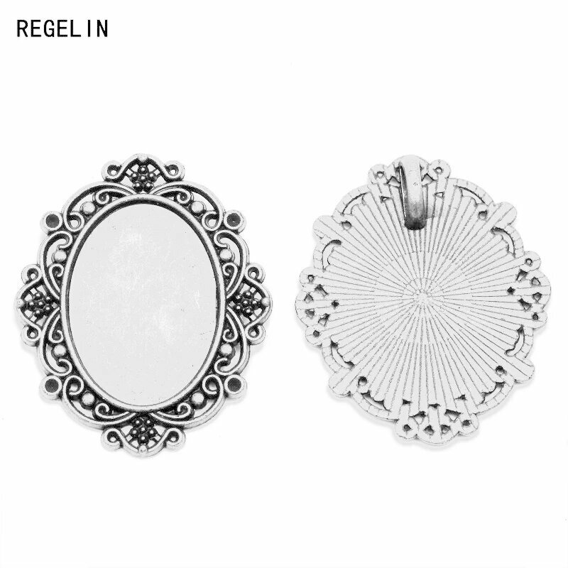 Камея овальная, фурнитура для ювелирных изделий, Antique Silver, 10 шт