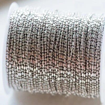 Серебристые шариковые цепочки для бижутерии, rhodium, 5 м