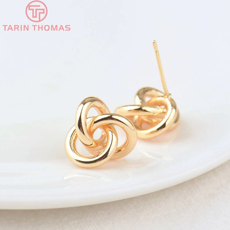 TARIN THOMAS серьги-гвоздики с узлом, 24K Gold Color